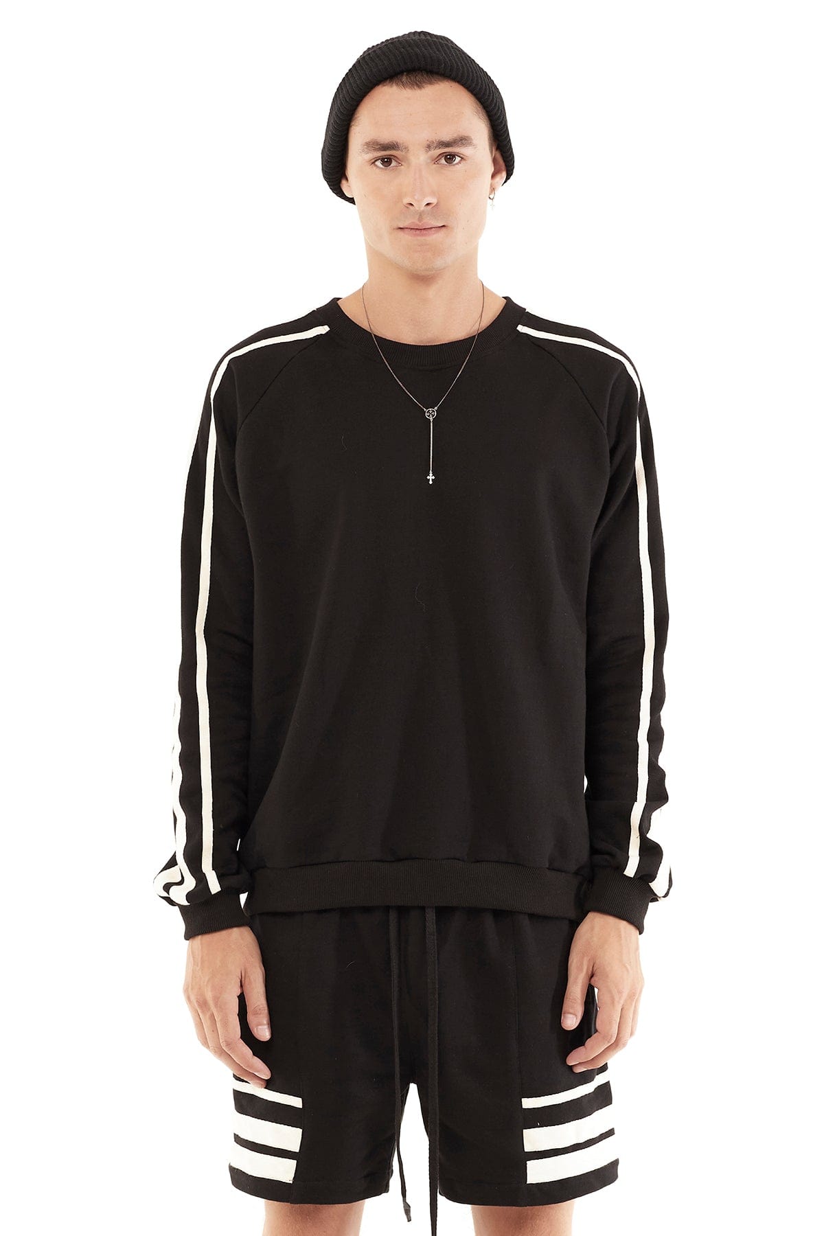TERRY PULLOVER WITH STRIPES IN BLACK – JONNY COTA